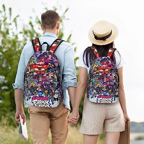 DHOUTSL Canvas Backpacks Friday Night Anime Funkin Laptop Backpack Unisex Multipurpose Double Shoulder Bag for Camping Travle Work Hiking Gifts
