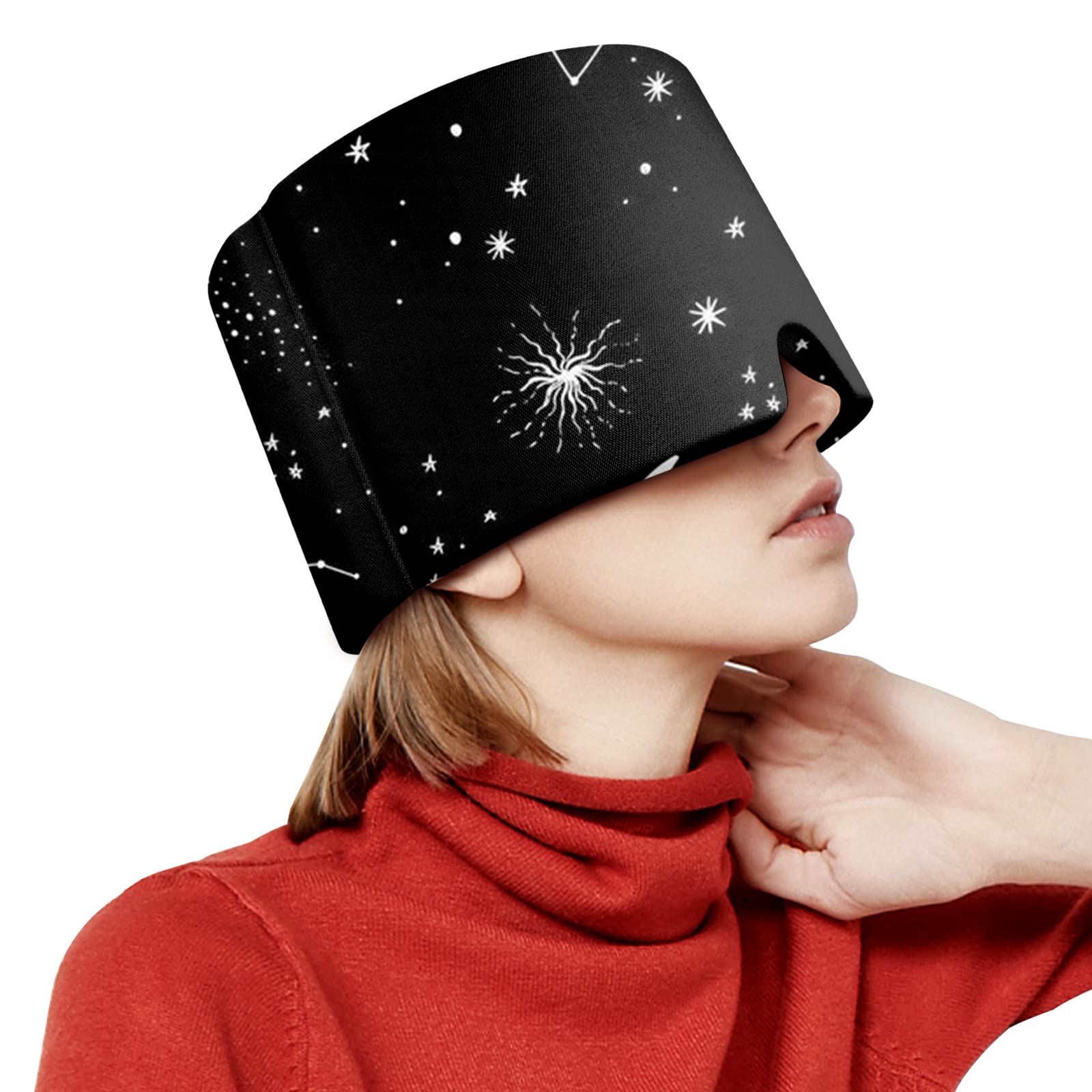 Briyard Migraine Relief Cap (400FF), Headache Relief Hat for Migraine Ice Head Wrap, Ice Pack for Headaches, Migrane Pain Relief Mask +Migraine Relaxation Clip Star Black