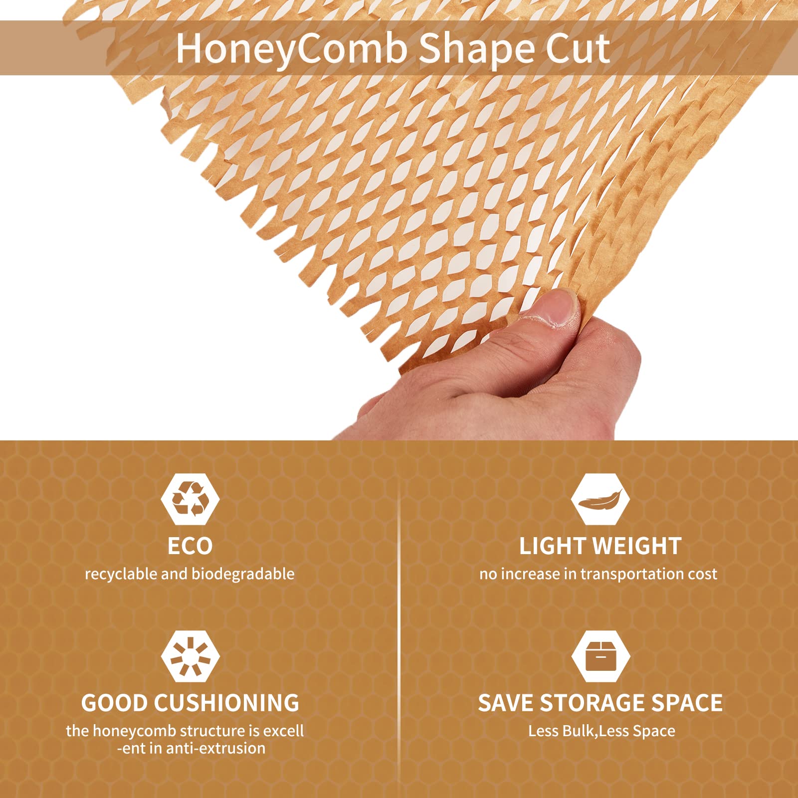 Bartlett Honeycomb Packing Paper for Shipping Recyclable Cushioning Wrap Roll 12"x164' Eco Friendly Perforated Wrapping Paper Protective Kraft Moving Suppliers for Packaging