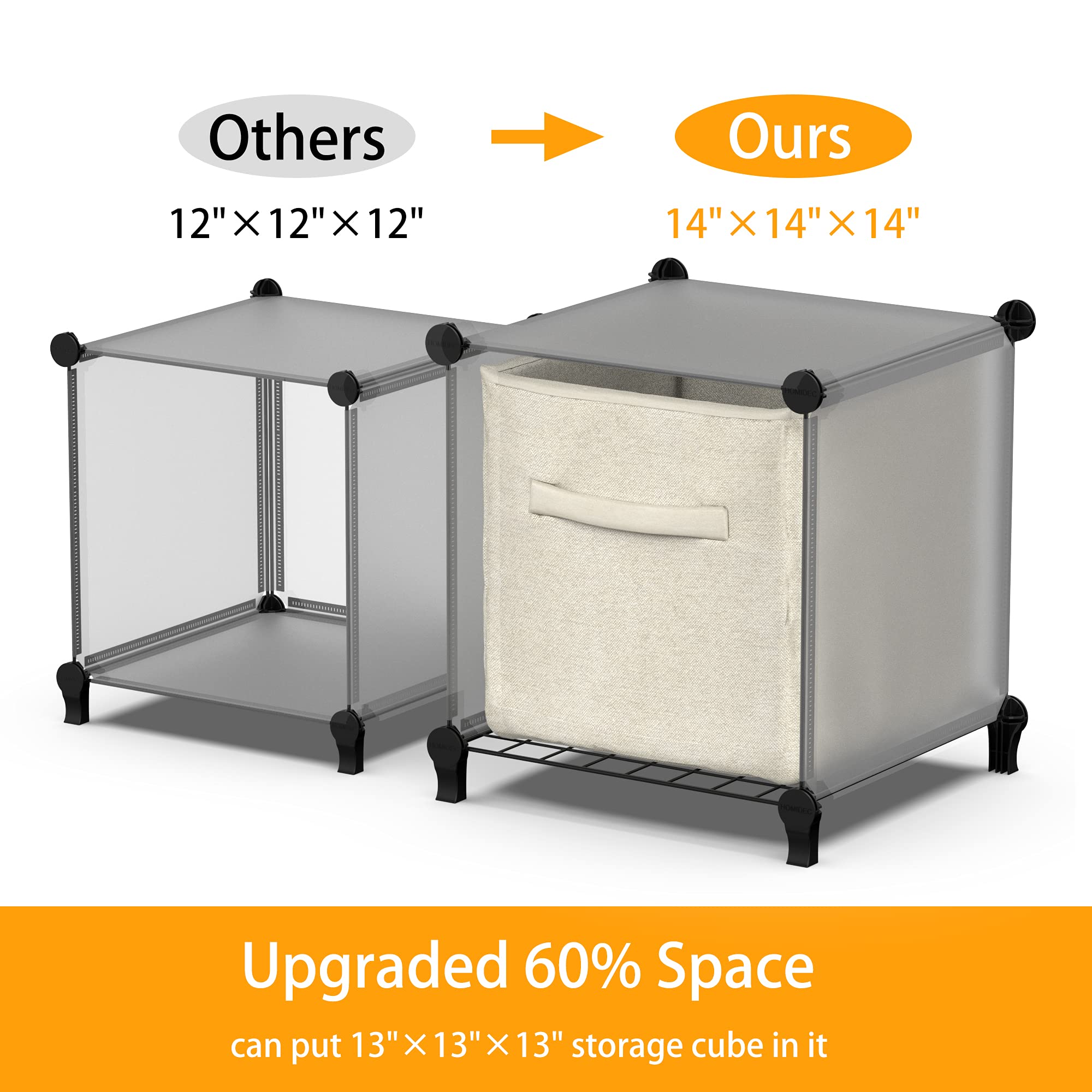 HOMIDEC Cube Storage Organizer, Heavy Duty Portable Closet Wardrobe with Door, 58in Large Closet Organizers and Storage with Hanging Rod for Clothes Yarns Toys Books Tools(20 cube grey)