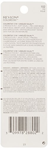 Revlon ColorStay 2-in-1 Angled Kajal Eyeliner, Waterproof Eye Makeup with Smudge Brush for Smokey Eyes, Fig (102), 0.01 oz