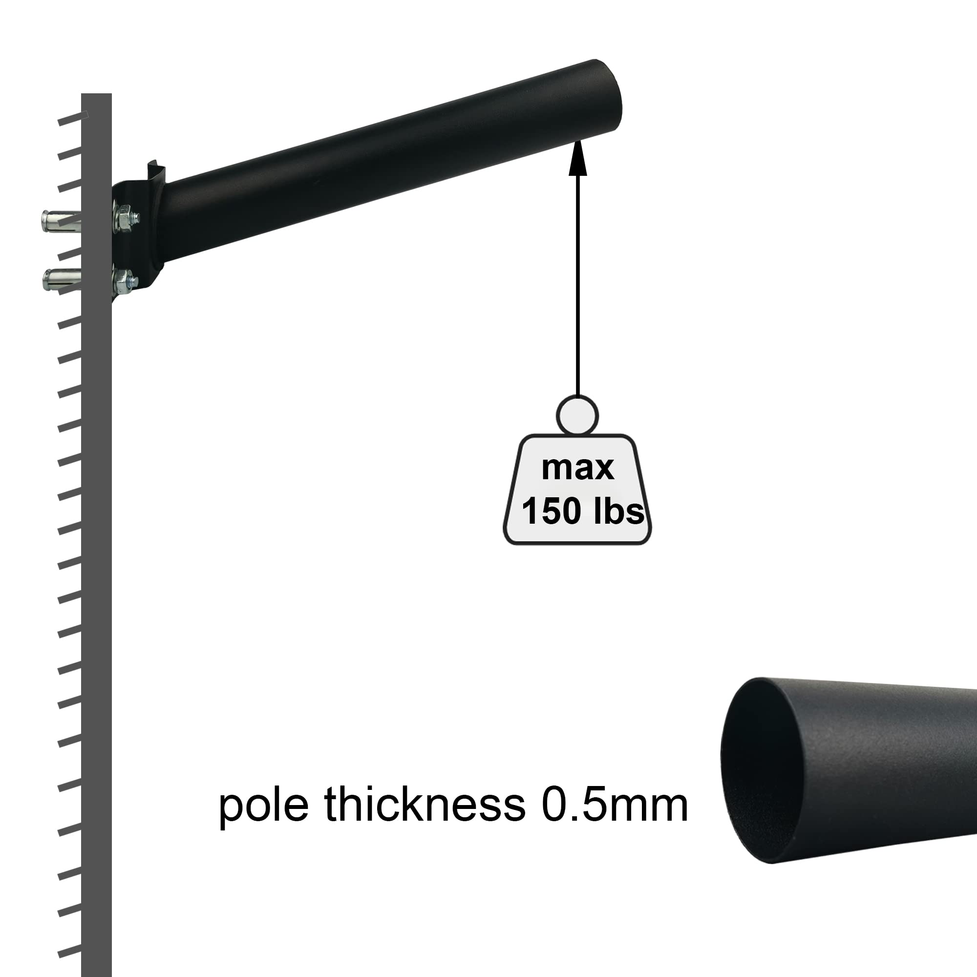 Light Pole Mount,Solar Lighting Mounting Bracket Extension Pole Kit Wall Black Metal Pipes Barn Lights Fixture Antenna Adaptor Outdoor Arm for Street Light,Wall Mounted Tire,Barn Lamp,Post Tree
