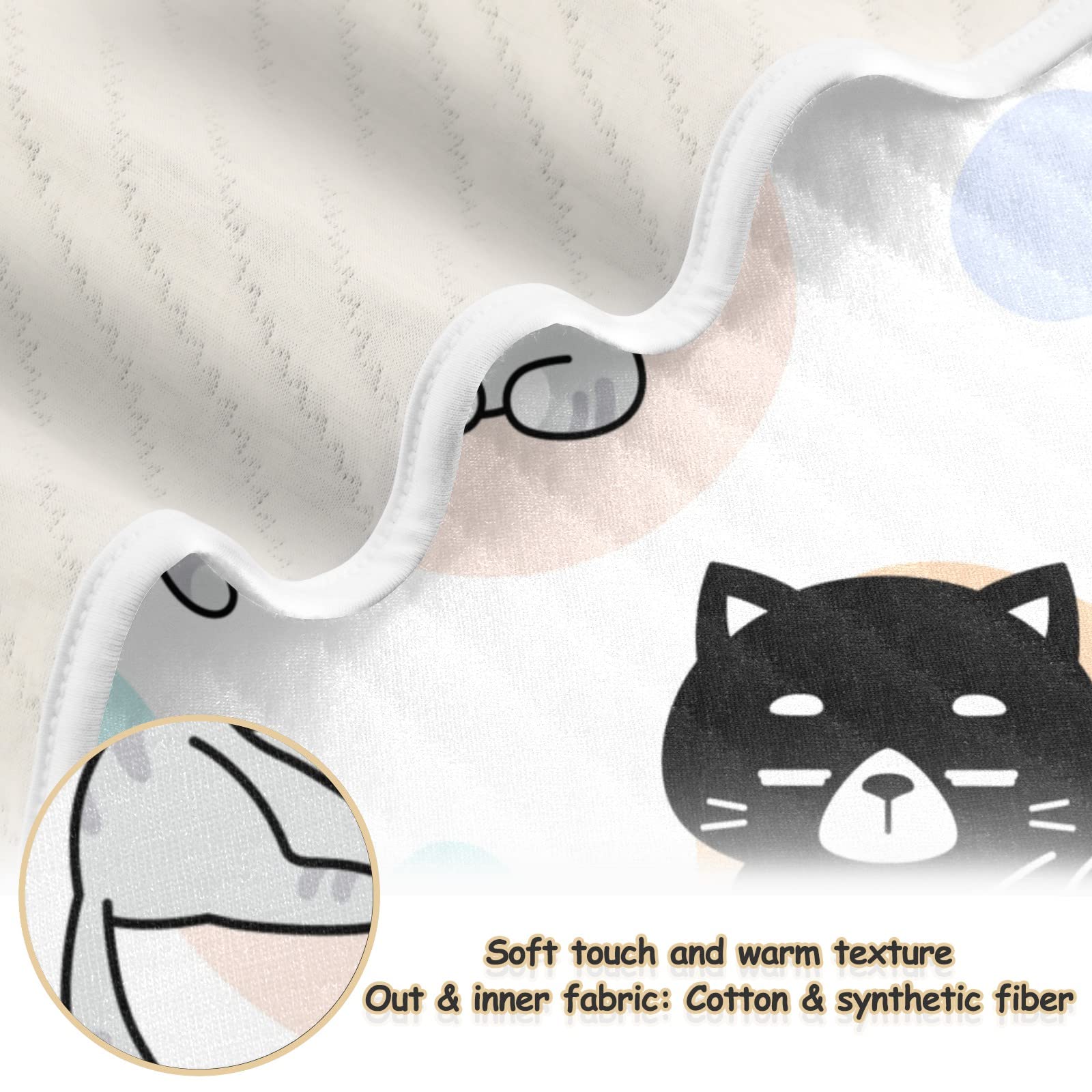 Baby Blankets Cute Cats Cotton Double Layer Soft Pram Blankets Girls Boys