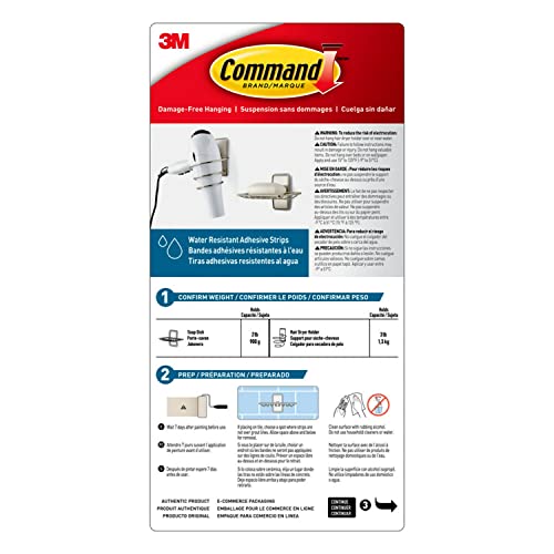 Command Hair Dryer Holder, Satin Nickel, 1-Holder, 2-Water-Resistant Strips, Organize Damage-Free