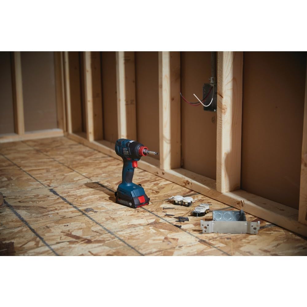BOSCH GDX18V-1800B12 18V Two-In-One 1/4 In. and 1/2 In. Bit/Socket Impact Driver/Wrench Kit with 2 Ah Standard Power Battery
