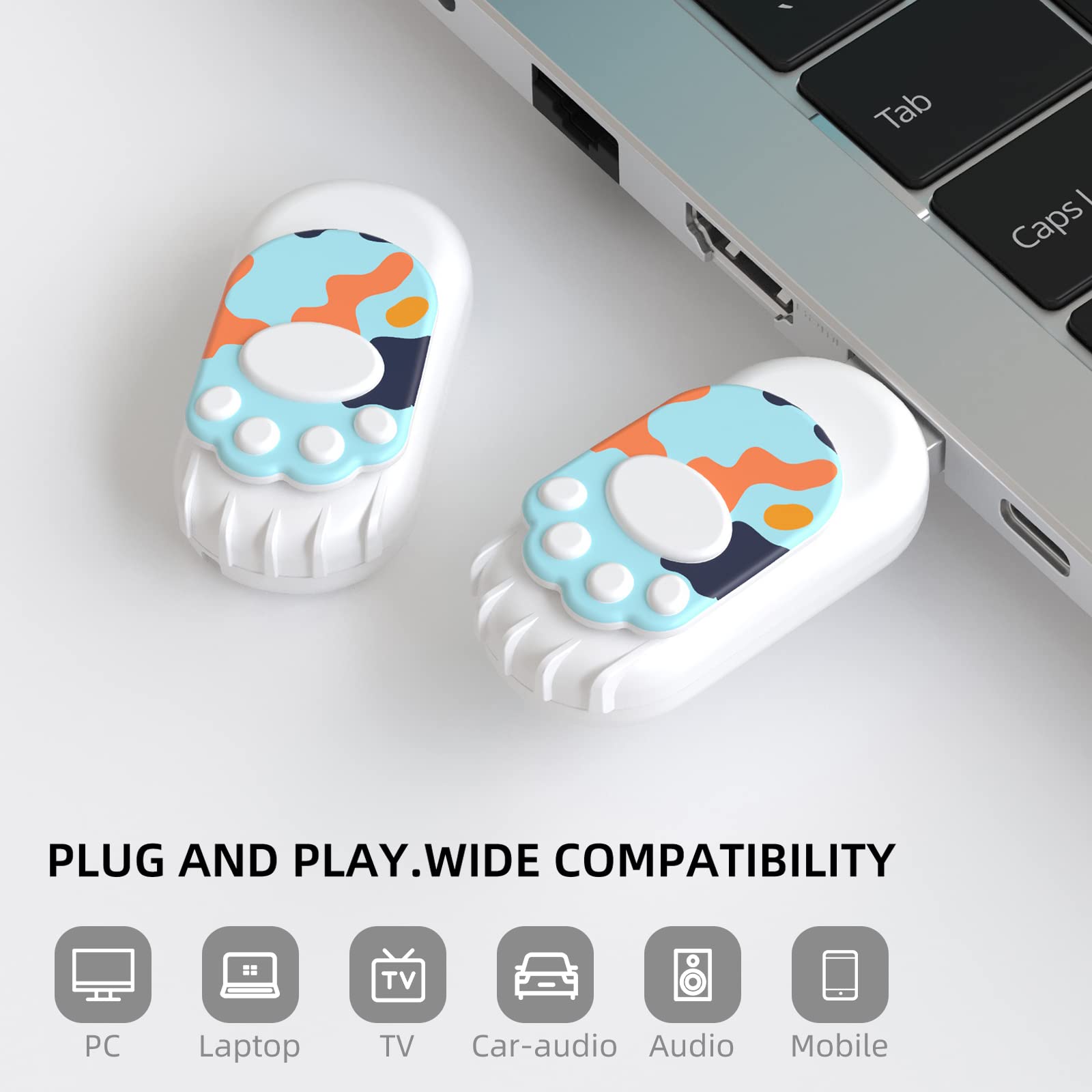Bilious Cute USB Flash Drive, Swivel Paw Design Thumb Drives, Portable Fold Memory Stick U Disk, Waterproof Jump Pen Drive for Storage (128GB, Blue)