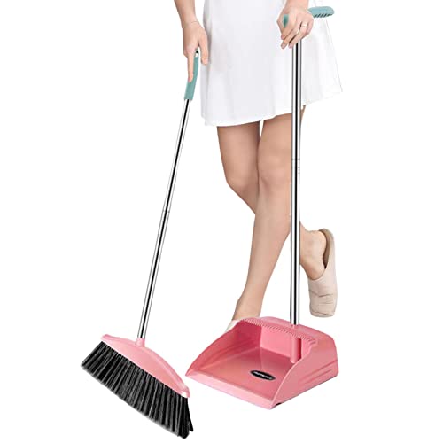 Broom and Dustpan Set for Home - Dust Pans with Long Handle | Outdoor Indoor for Home Kitchen Room Office | Must Haves for Home Lokoo