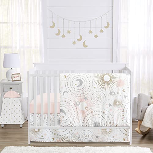 Sweet Jojo Designs Blush Pink, Gold and Grey Star and Moon Organizer Storage Bins for Celestial Collection - Set of 2
