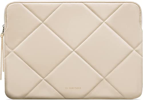 Comfyable Cute Tablet Sleeve for Women, Compatible for iPad Pro 12.9 inch M2 M1 2022 2021 2020 & Smart/Magic Keyboard with Pencil Holder - Quilted PU Leather Bag Waterproof Slim Carrying Cover Case