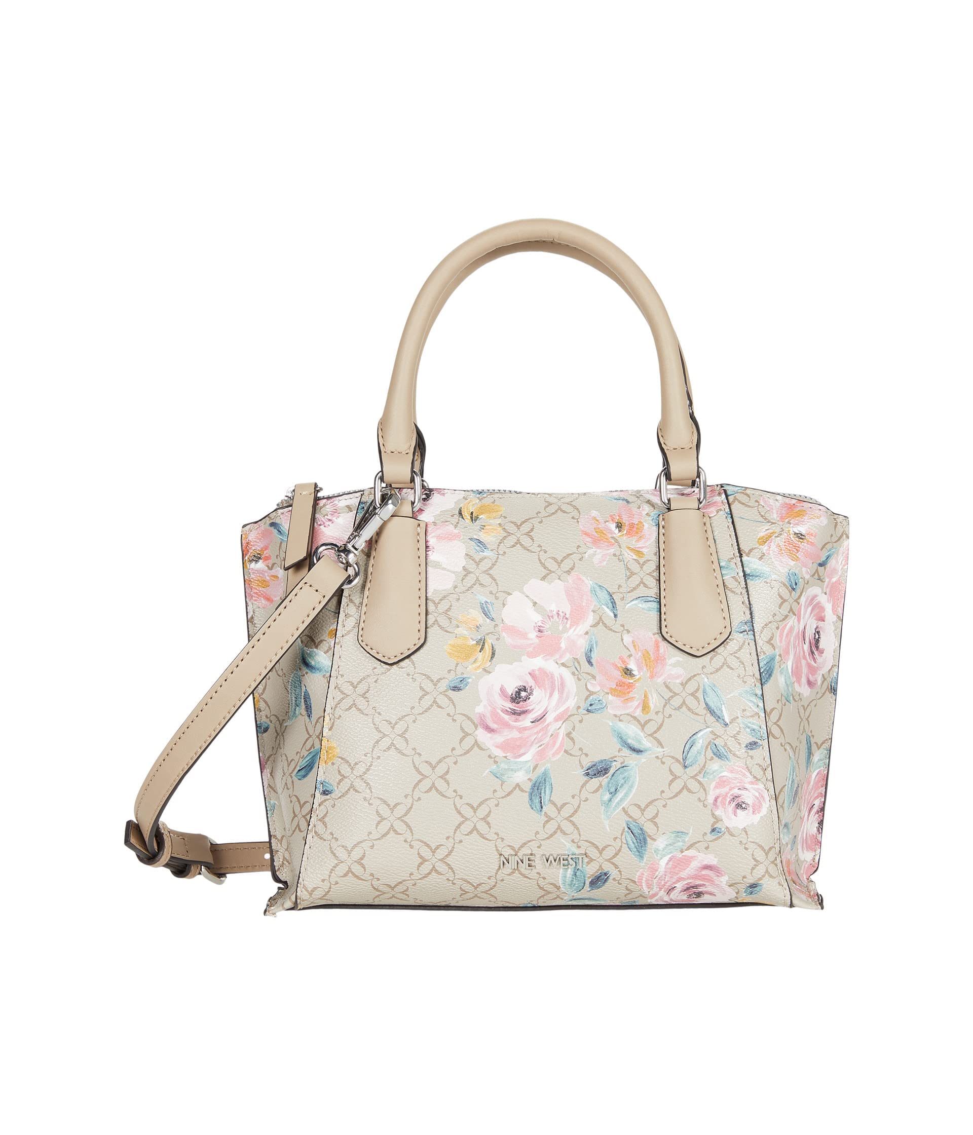 NINE WEST Borgov Crossbody Mushroom Logo Floral One Size