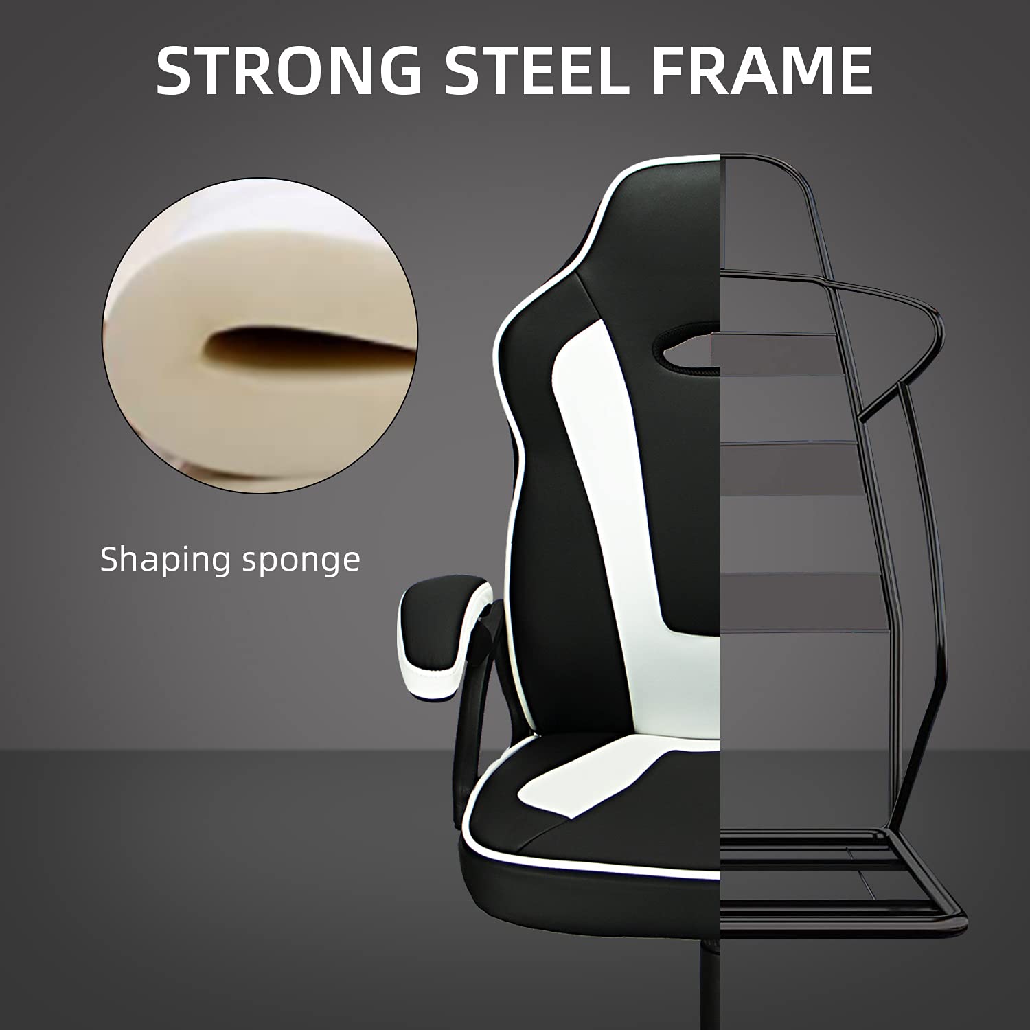 Ninecer Ergonomic Gaming Chair Cheap, Racing Style High Back Office Chair Computer Chair, PU Material with Padded Armrests and Height Adjustment Video Game Chair (White)…