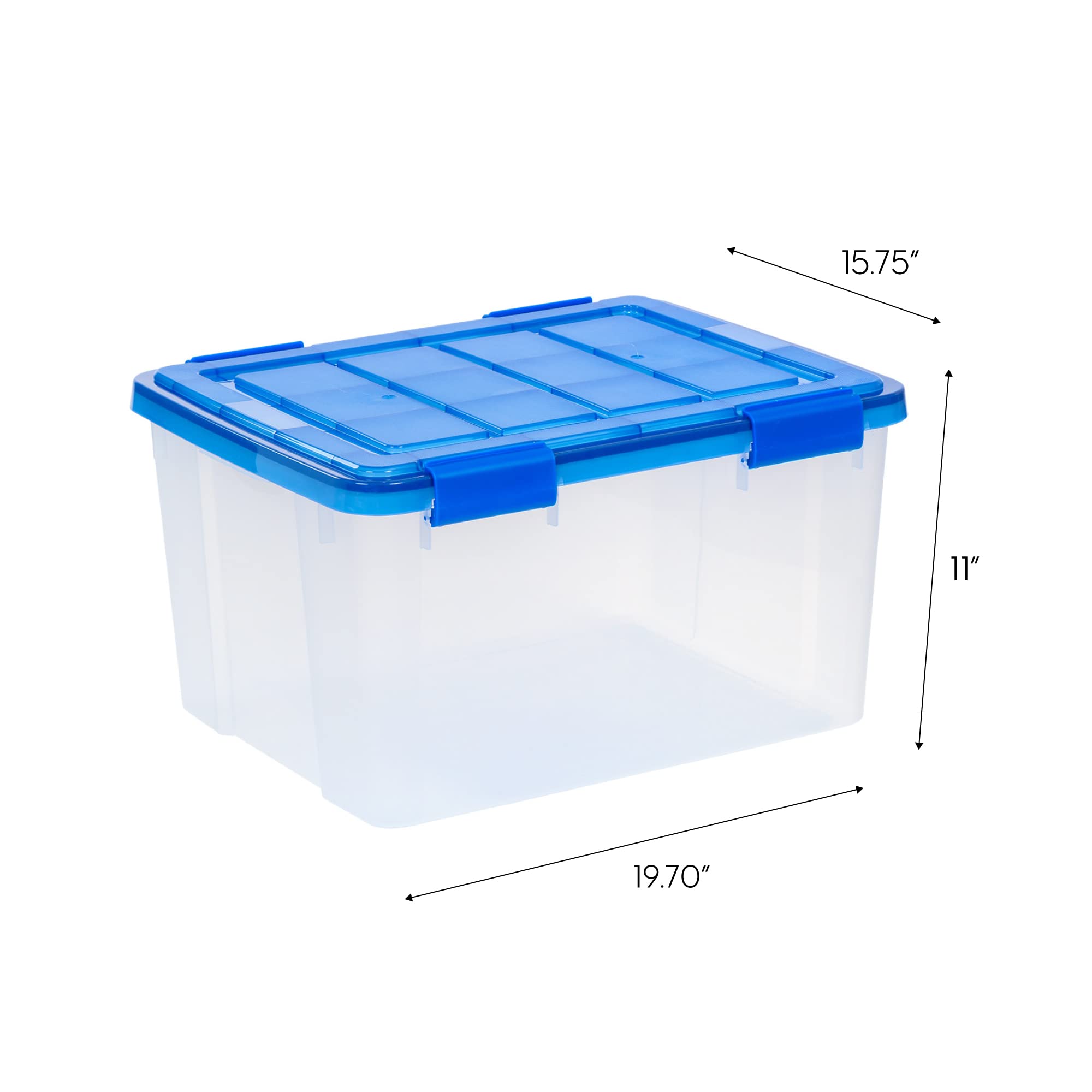 IRIS USA 4Pack 46.6qt WEATHERPRO Airtight Plastic Storage Bin with Lid and Seal and Secure Latching Buckles