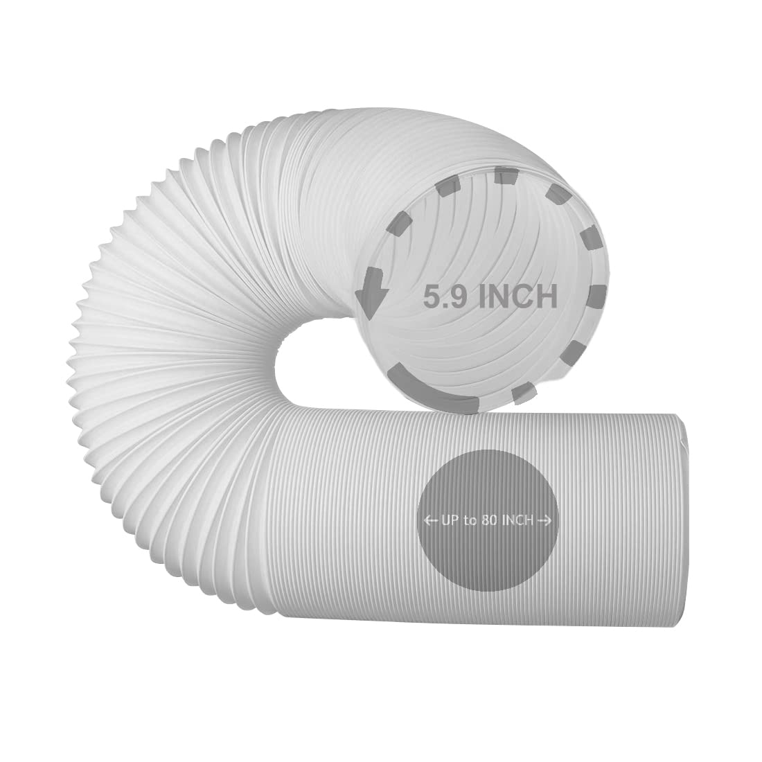 Hisiruil Air Conditioner Exhaust Hose, Portable AC Vent Hose with 5.9" Diameter Anti-Clockwise Thread & Length up to 80" AC Vent Replacement Tube Compatible with Most Portable Room Air Conditioners