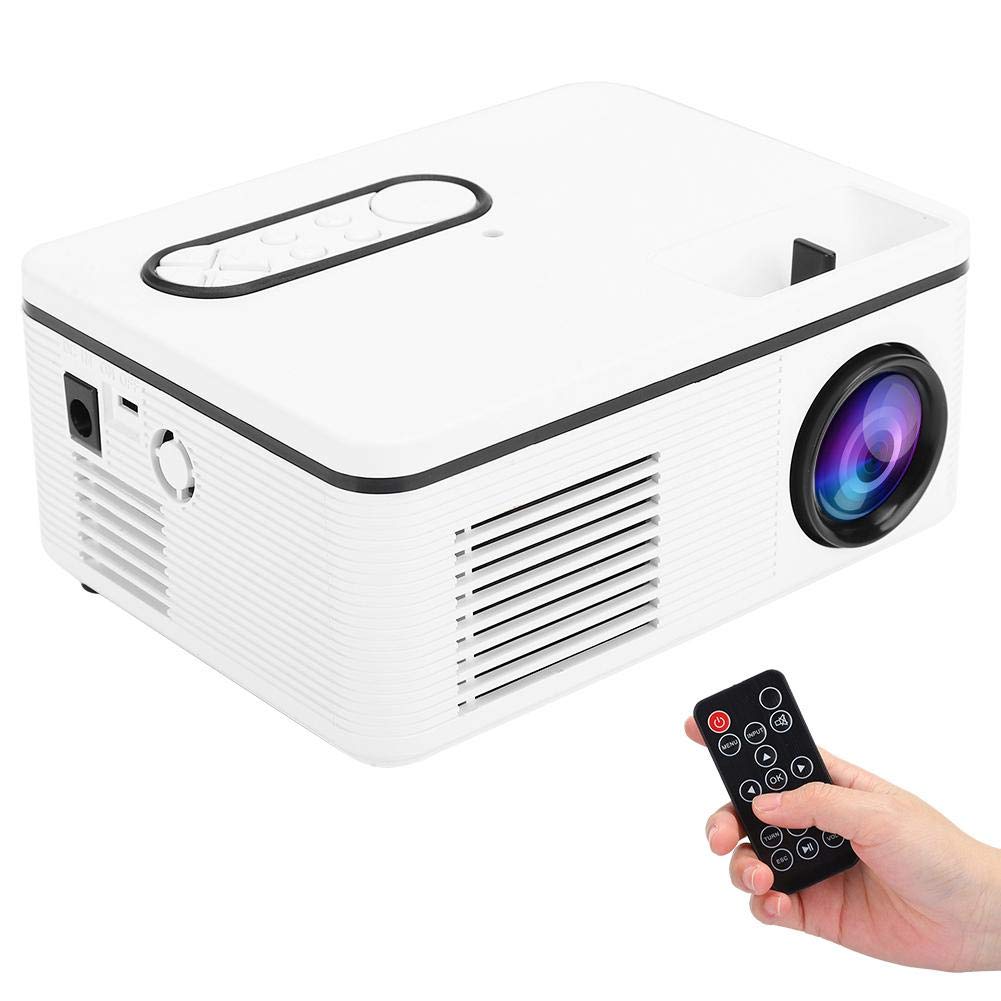 Bewinner1 Mini Video Projector,1080P Multimedia Home Cinema Theater HD LED Movie Projector with 1000: 1 Contrast for Desktop/DVD/Mobile Phone/Game Console/Speaker(White)