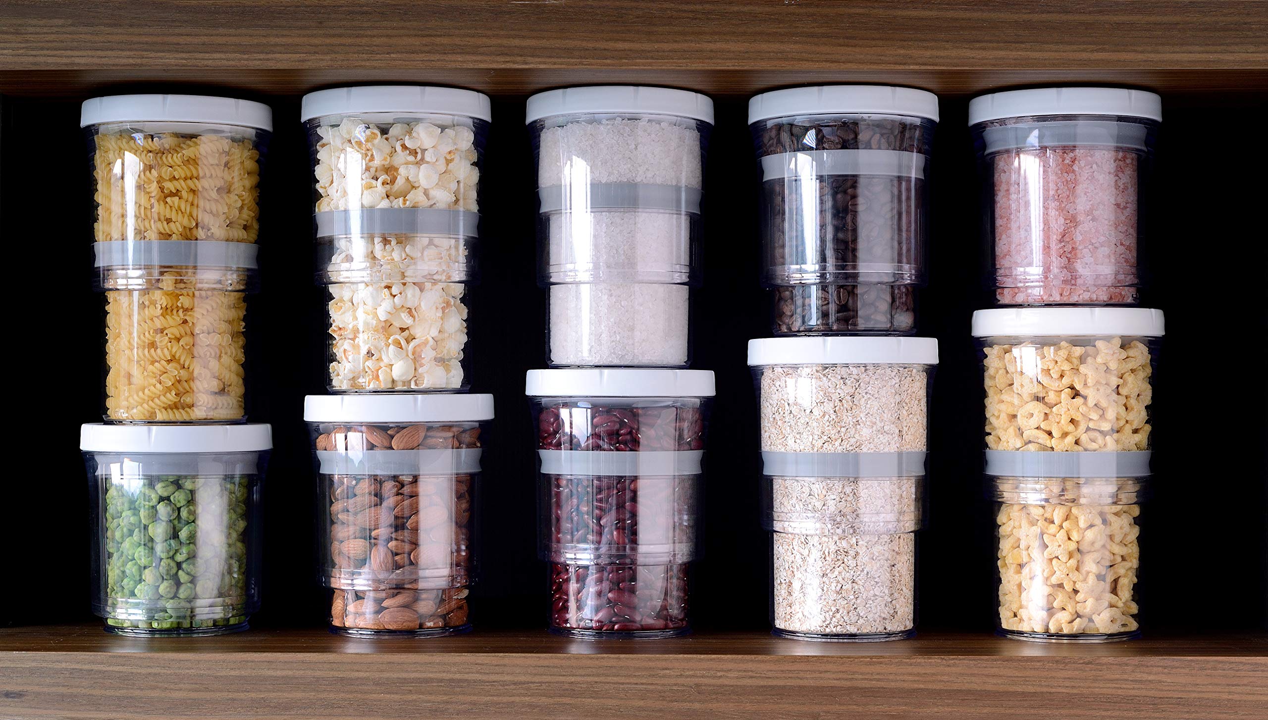 Botto The Adjustable Airtight Container 2-Pack | Push Down To Remove Air And Adjust Contents Between 16 oz & 32 oz (Clear)