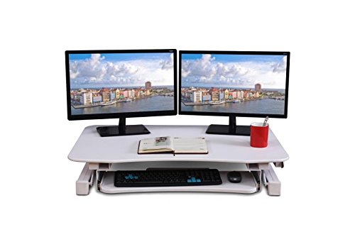 ApexDesk ZT Series Height Adjustable Sit to Stand Electric Desk Converter, 2-Tier Design with Large 36x24 Upper Work Surface and Lower Keyboard Tray Deck (Electric Riser, White)