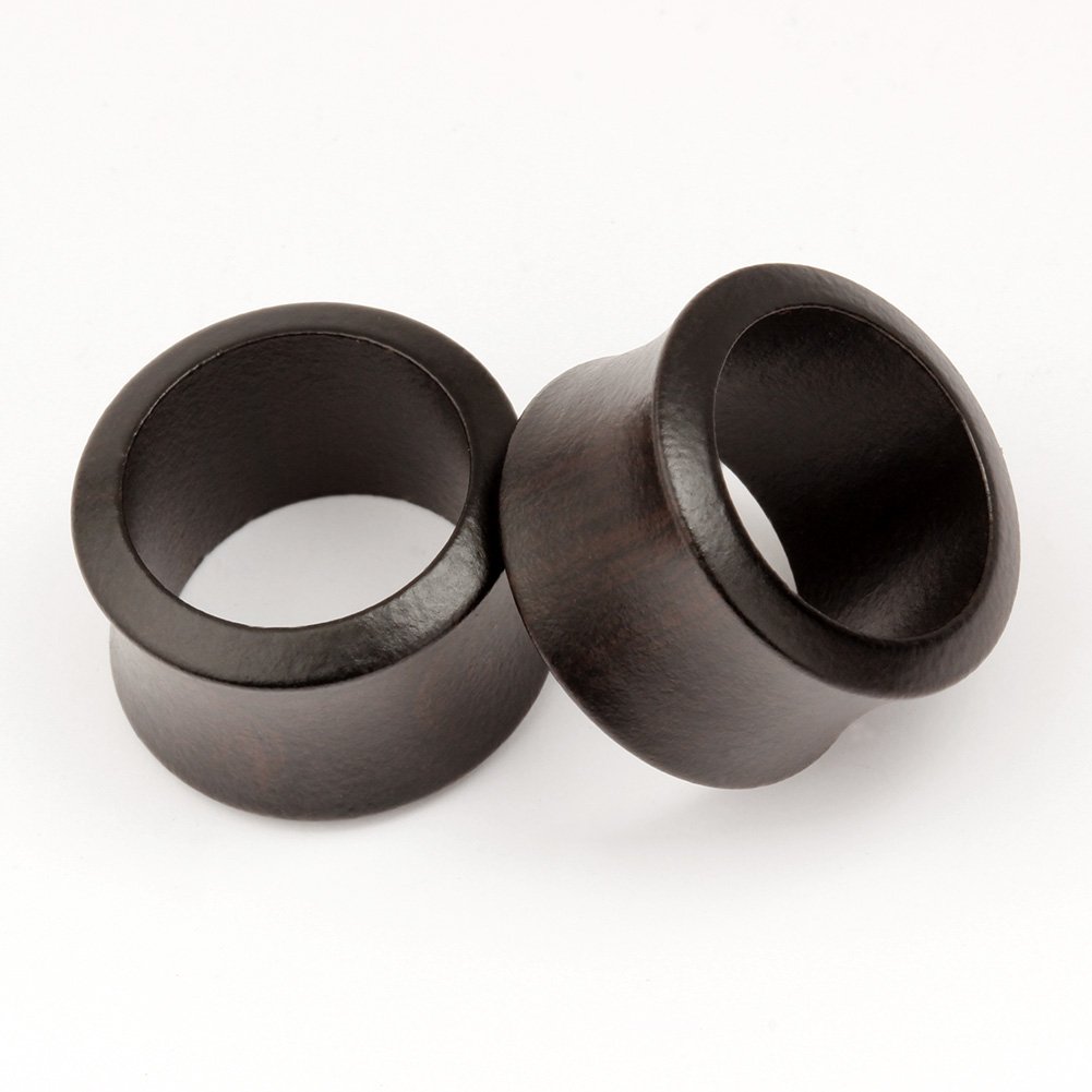 KUBOOZ(4 Pairs set Nature Sandalwood Ebony Ear Plugs Tunnels Gauges Stretcher Piercings 00g