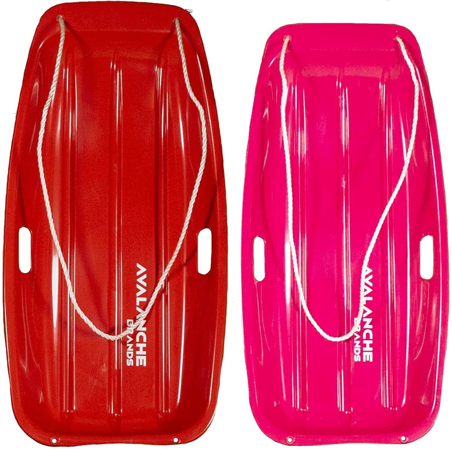 Avalanche Brands - 35" Classic Downhill Toboggan Snow Sleds - Red & Pink
