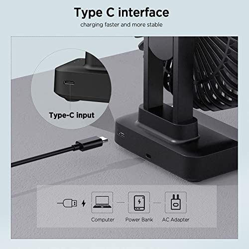 EasyAcc Desk Fan Small Air Circulator Fan 7 Inch, 3 Speed Ultra-Quiet 90°Tilt Bedroom Fan, Personal DeskTop Table Electric Cooling Fan for Bedside Office Home (No Battery)
