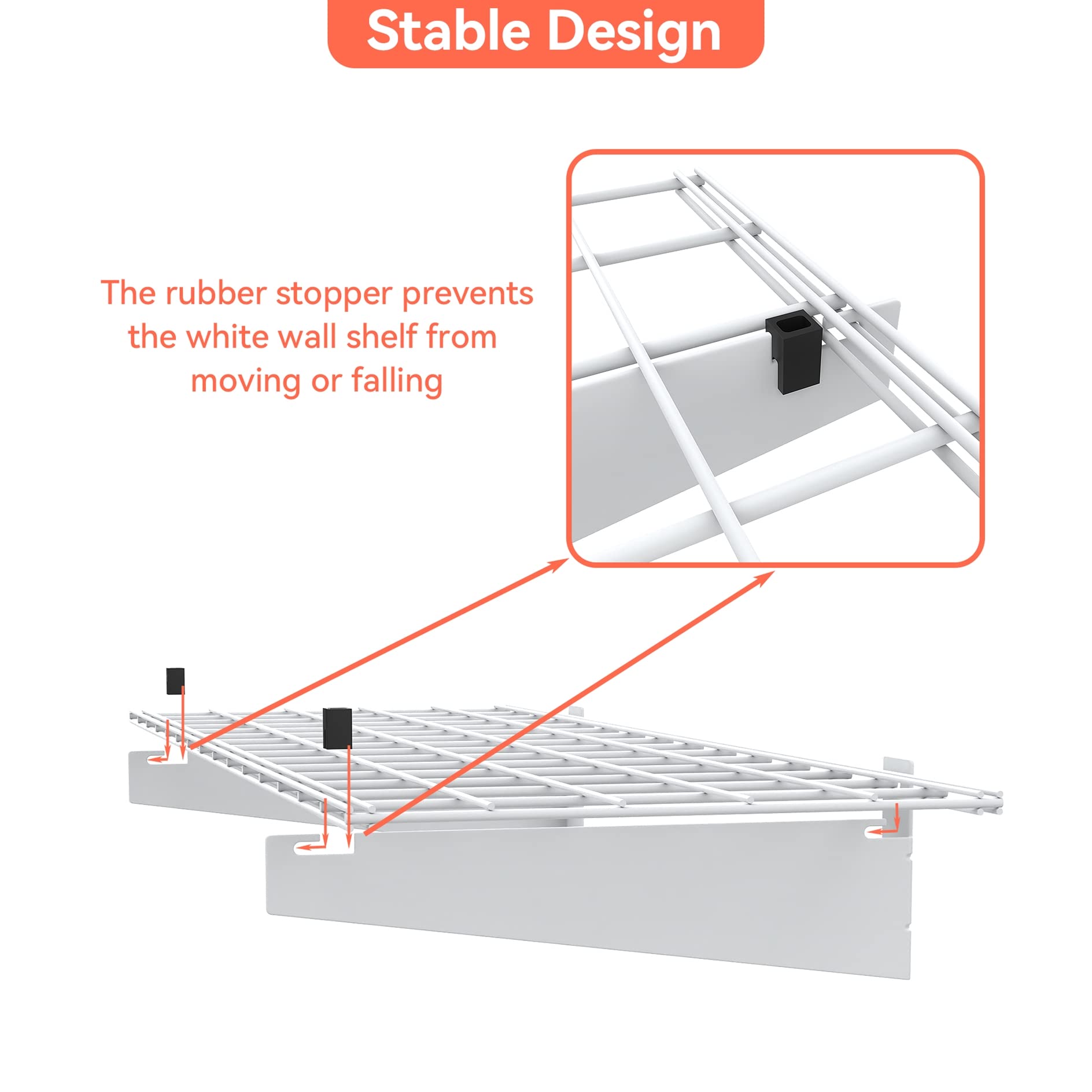 TORACK 2 Pack Garage Storage System Shelves, 15" x 45" Wall Mounted Wire Shelves for Storage Heavy Duty Garage Wall Shelving(Pack of 2, White)