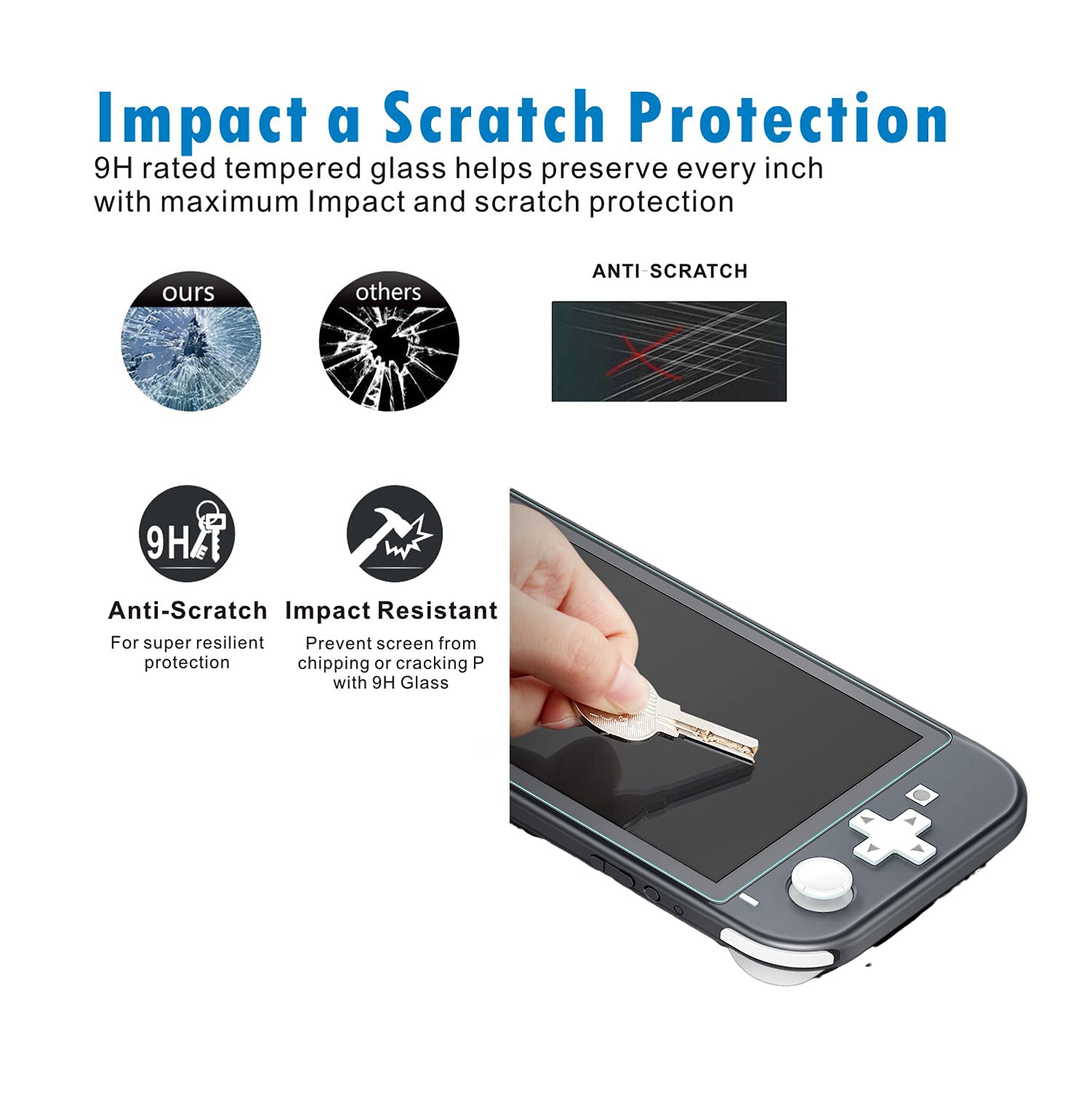 Entwth Anti Blue Light Tempered Glass Screen Protector[2 Pack] for Switch - OLED 7-inch[Eye Care,Relieve Eye Fatigue] Blocks Excessive Harmful Blue Light & UV 9H Anti Glare Anti-Scratches
