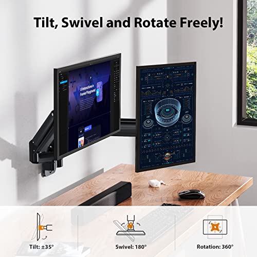 ErGear Adjustable Height Electric Standing Desk with Storage Bag Dual Monitor Wall Mount for 17 to 32 Inch