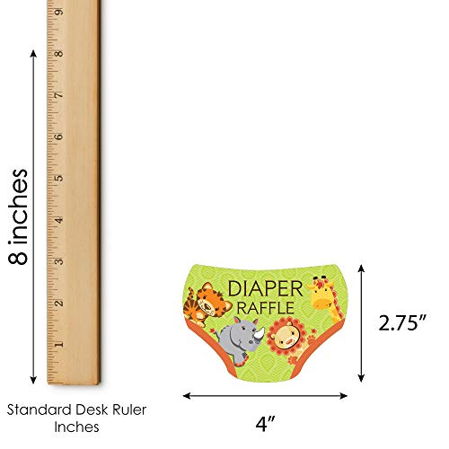 Big Dot of Happiness Funfari - Fun Safari Jungle - Diaper Shaped Raffle Ticket Inserts - Baby Shower Activities - Diaper Raffle Game - Set of 24