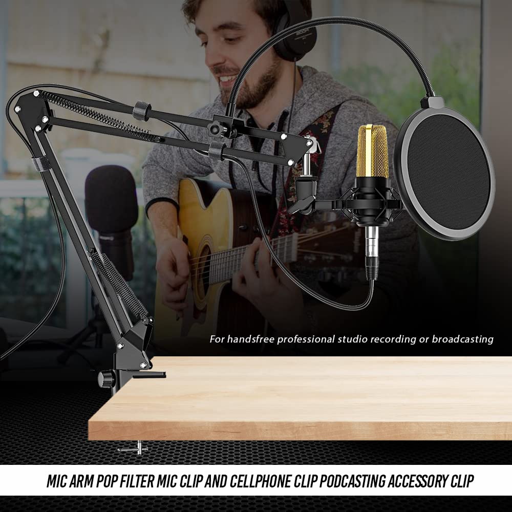 Blue Yeti USB Microphone (Blackout) with Pro Studio Monitoring Headphones and Mic Boom Arm Platinum Accessory Pack