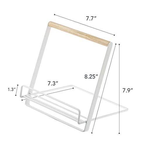 Yamazaki Home Tosca Cookbook Stand - Kitchen Cooking Recipe Holder for Counter - Steel + Wood
