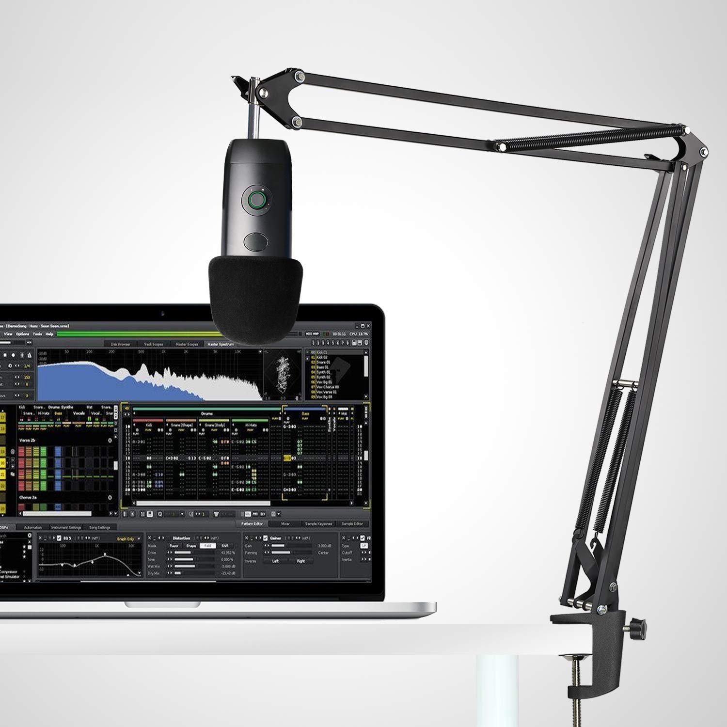 Blue Yeti X Mic Stand with Pop Filter - Microphone Boom Arm Stand with Flocked Foam Windscreen for Blue Yeti X Microphone by YOUSHARES (18.5in+20in)