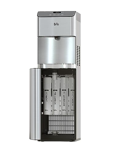 Brio Moderna Self Cleaning Bottleless Water Cooler Dispenser with Filtration â Adjustable Temperature â Digital Clock â LED Nightlight â Tri Temp Hot, Cold, and Room