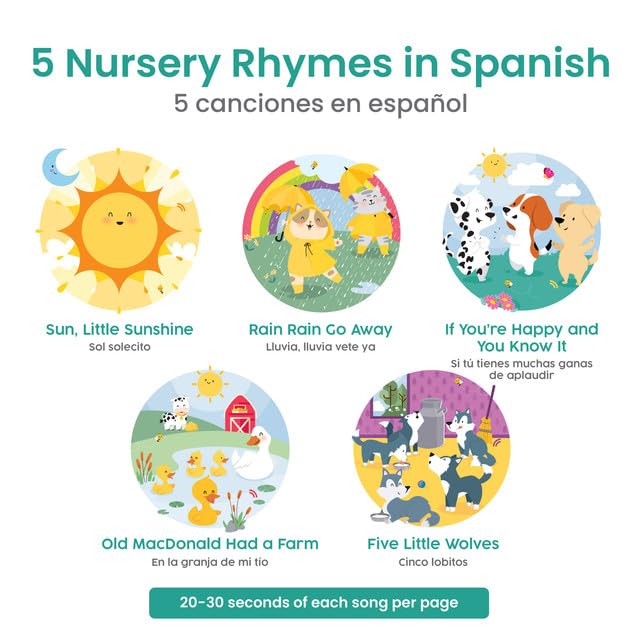 Binibi Spanish Musical Book for Toddlers Sol Solecito & Other Nursery Rhymes | Spanish Learning for Kids | Bilingual Children's Book | Sound Book | Libro en espaรฑol para bebรฉs