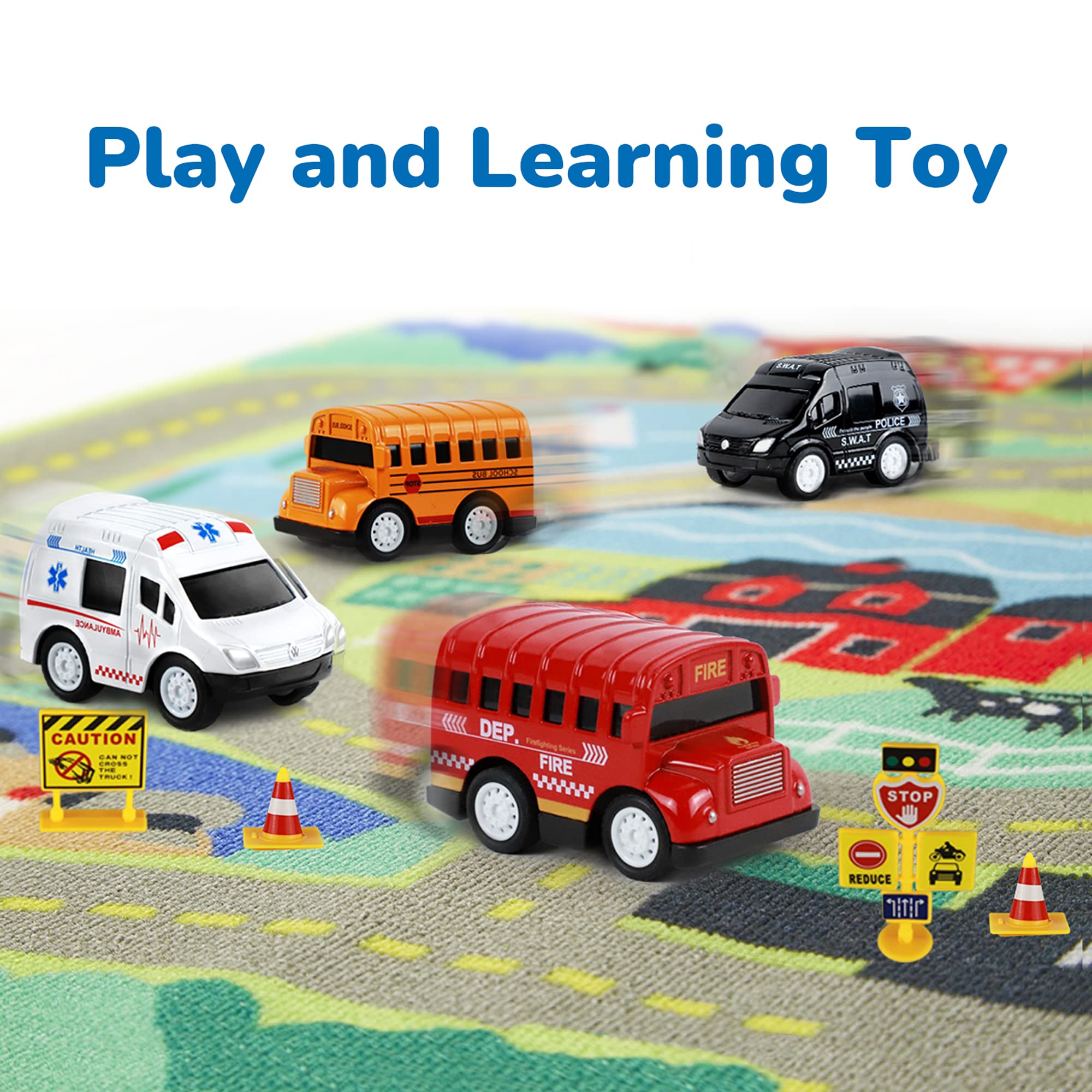 Hot Toddlers Toys with Playmat 12 Pack Die-Cast Pull Back Cars Toys Wheels Vehicles Cars for Toddlers 1-3