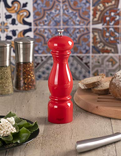 Bisetti Firenze Pepper Mill Grinder, 8.66 Inch, Red