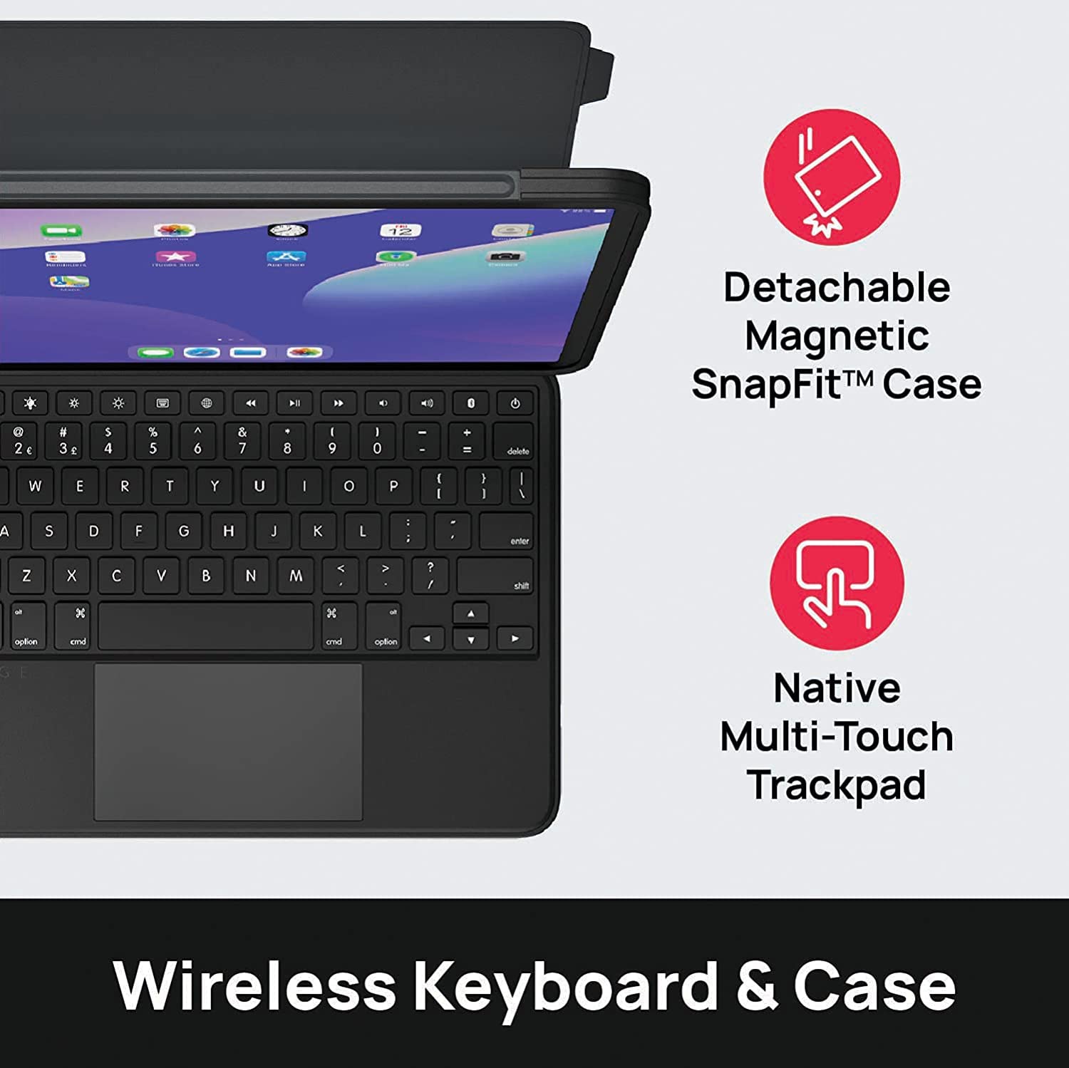 Brydge Air MAX+ Wireless Keyboard Case with Multi-Touch Trackpad for iPad Air 5th (M1) and 4th Generation and iPad Pro 11-inch, Detachable Magnetic SnapFit Case (Refurbished)