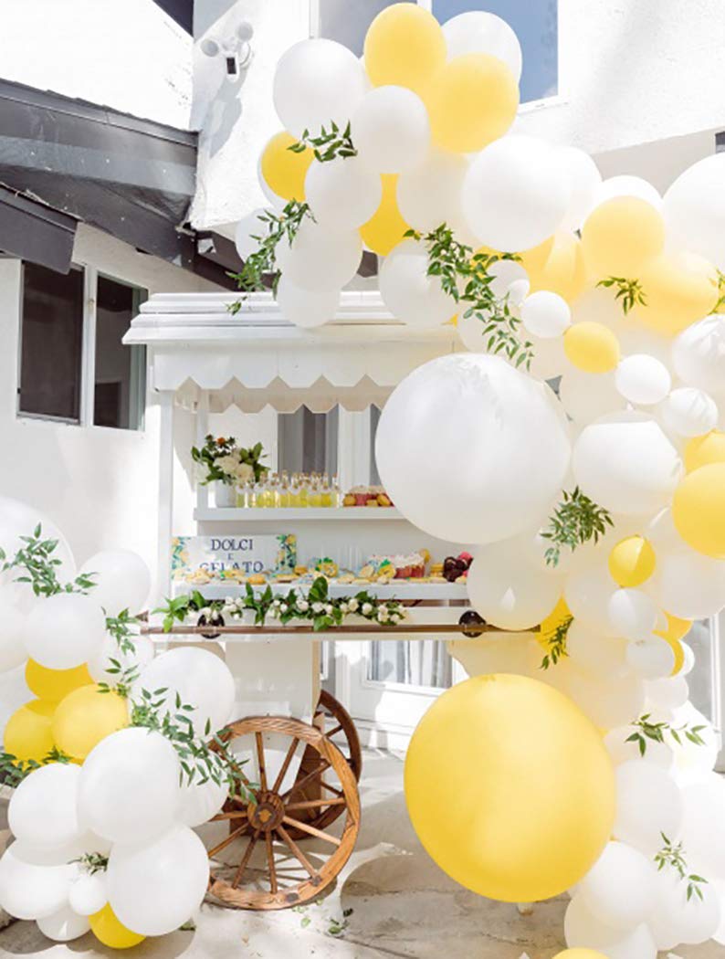 Beaumode DIY Yellow And White Balloon Garland Arch kit for 1st birthday Sunshine Lemon honeybee Popcorn Baby Shower Bridal Shower Party Backdrop Decoration (Yellow White)