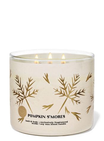 Bath + Body Works Pumpkin S'Mores Candle - Roasted Marshmallows + Melted Chocolate w/Pumpkin Graham Crackers - 3-Wick Bakery/Pumpkin Treat Scented Candle for Fall - Large, 14.5 oz