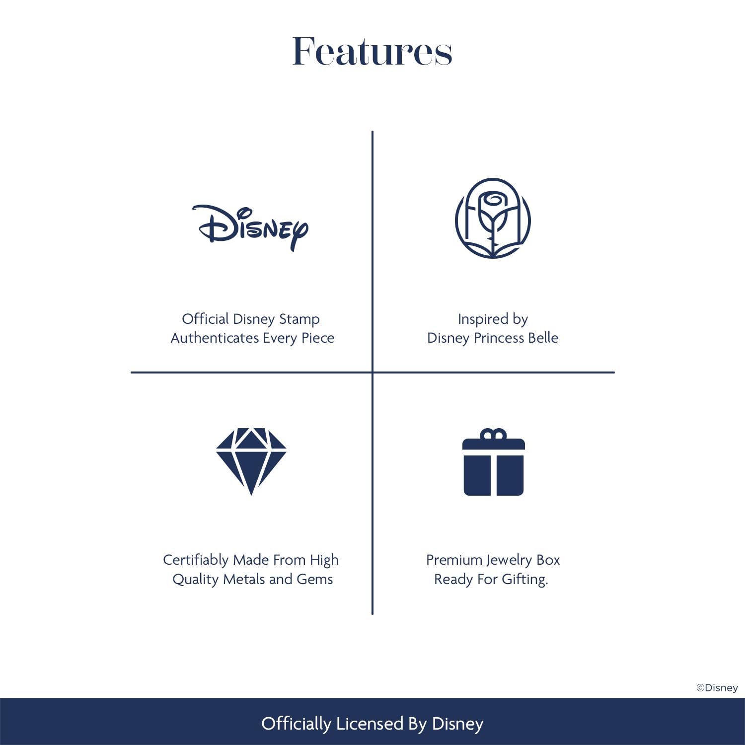 Enchanted Disney Fine Jewelry 14K Rose Gold Over Sterling Silver 1/4 Cttw Belle Rose Composite Ring, Size 7