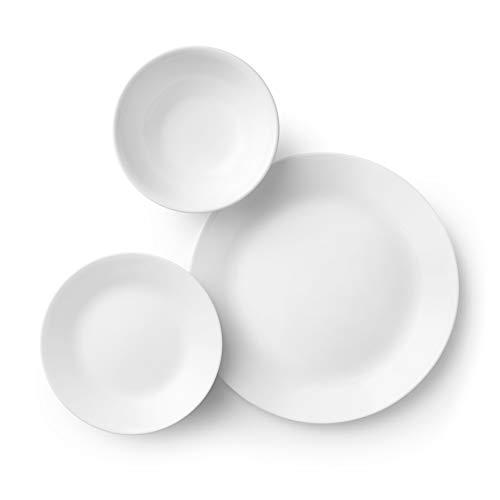 Corelle Vitrelle 18-Piece Service for 6 Dinnerware Set, Winter Frost White & Vitrelle 28-oz Soup/Cereal Bowls Set of 6, Chip & Crack Resistant Dinnerware Bowls, Winter Frost White