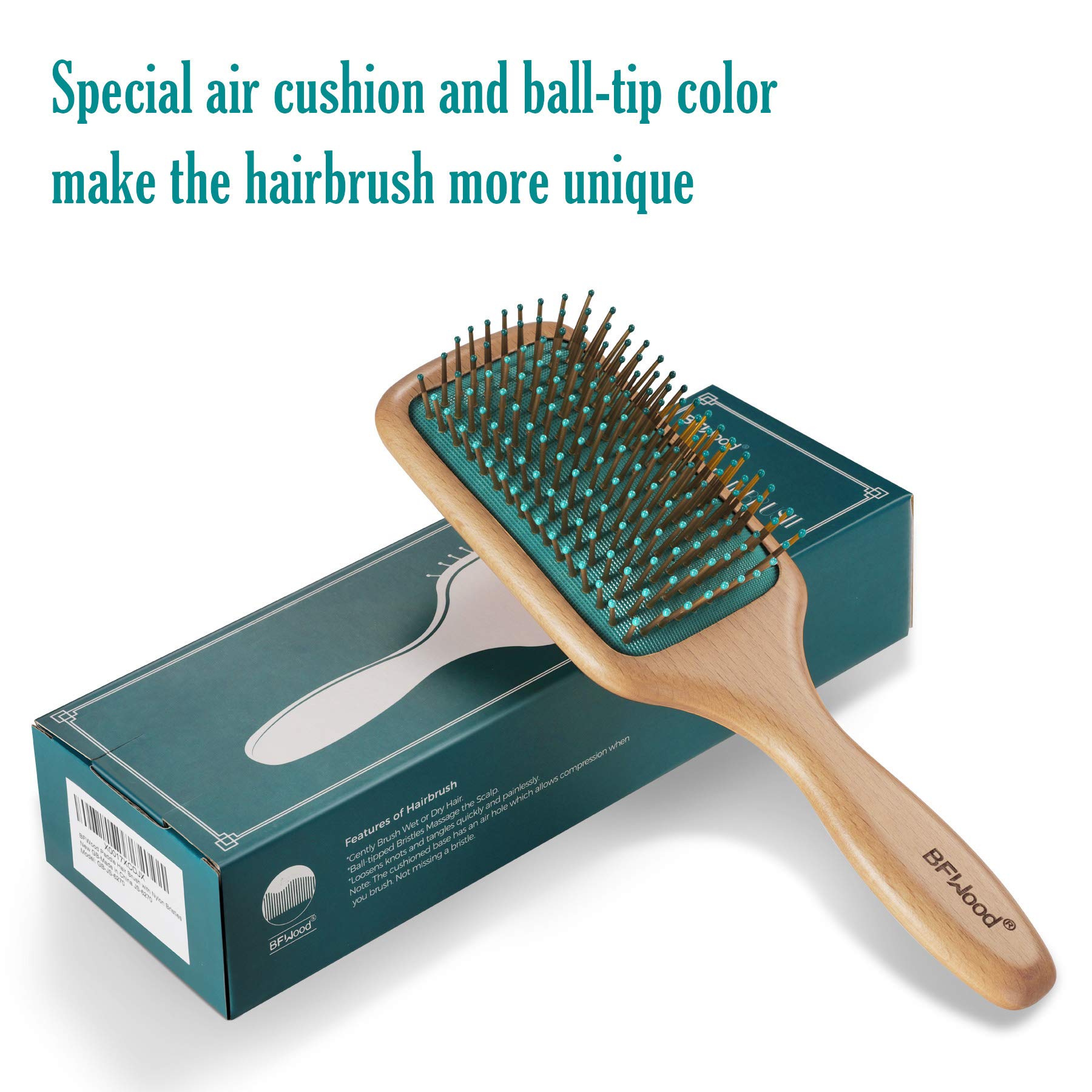 BFWood Wooden Paddle Hairbrush -