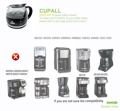 Coffee Machine Replacement 12CUP Glass Carafe, Fit With Hamilton Beach 49902/04 Coffee Maker, 12 cup coffee maker 46299/46290,43874