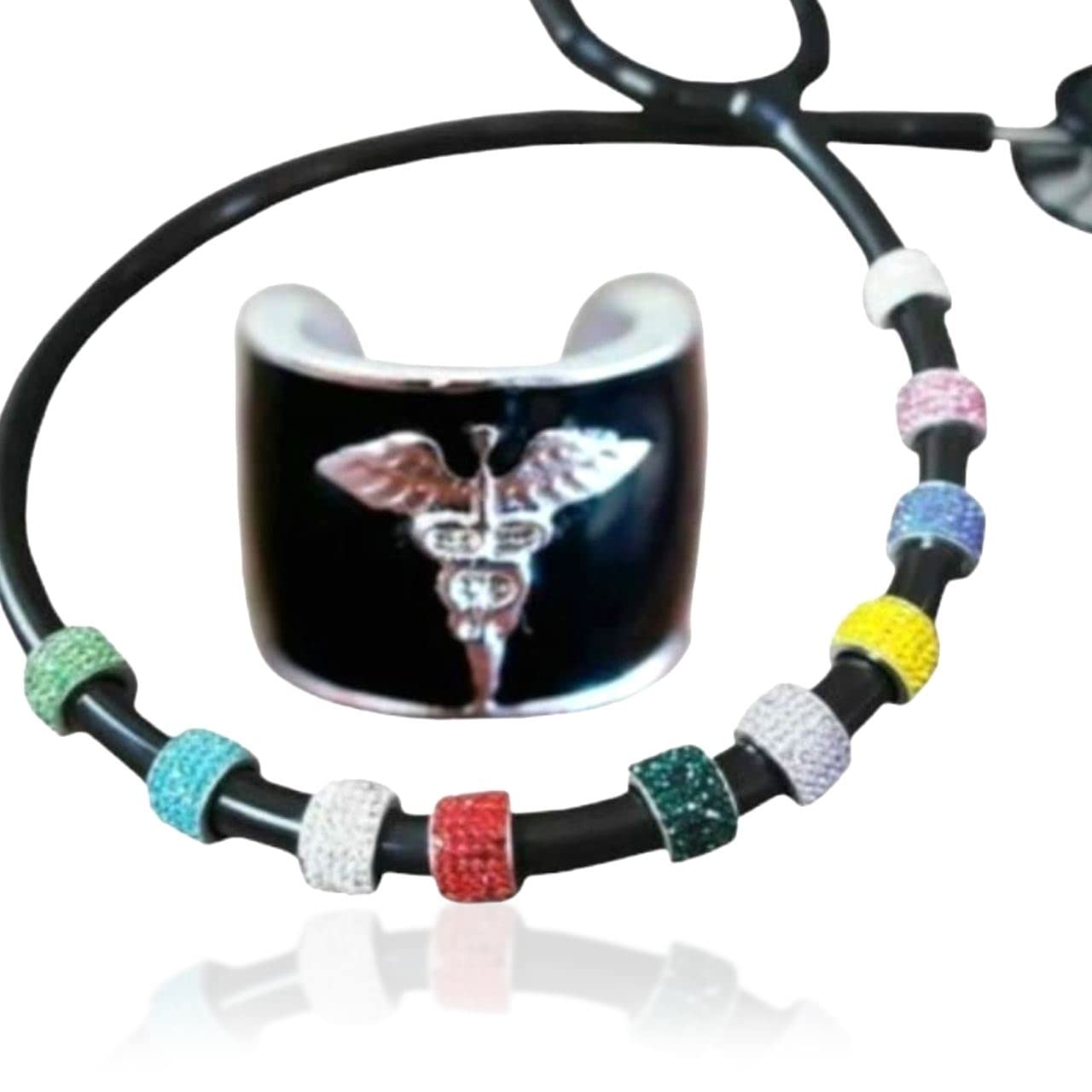 Caduceus stethoscope crystal Charm