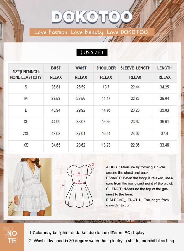Dokotoo Womens Cute Spring Summer Casual Sexy Deep V Neck Ruffle Chiffon Lantern Long Sleeve Elegant Boho Hawaiian Flowy Mini Short Skirt Dresses for Women Party 2023 Black Small