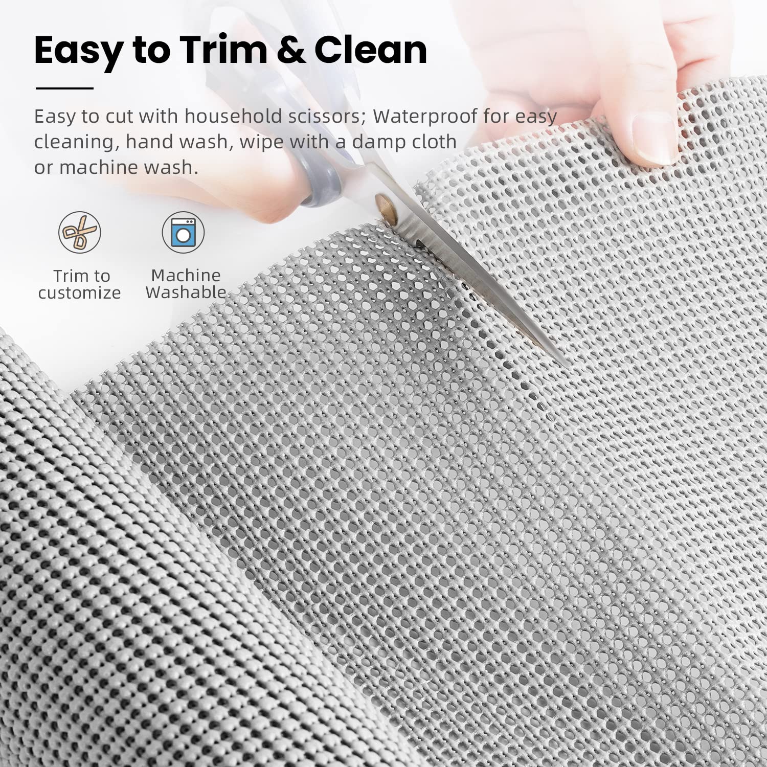 BAGAIL Drawer Liner, 12 in X 20 Ft Non-Adhesive Shelf Liners for Kitchen Cabinets, Thick Strong Grip Liners for Desk, Shelves, Bathroom Drawers, Cabinet Protection - LightGrey