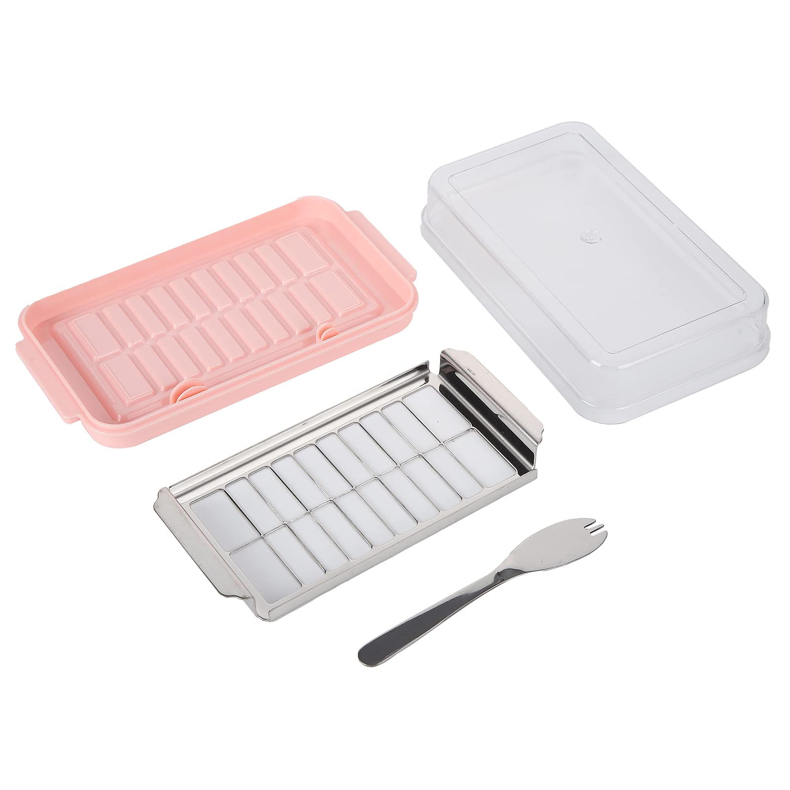 Butter Cutter Container,Cutter Style Butter Case,Stainless Steel Butter Storage Box,Cheese Storage Box with Transparent Cover, Butter Cutter Container, Kitchen Supplies for Home Kitchen(Pink)