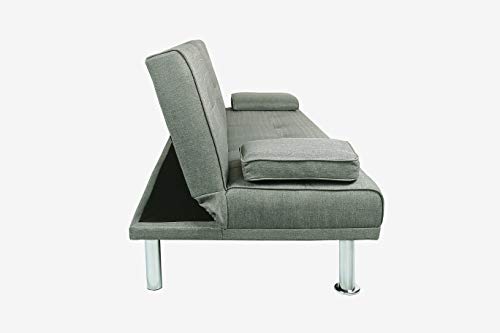 ERYE 3-in-1 Upholstered Futon Sofa Loveseat Convertible Sleeper Couch Bed,2-Seaters Sofa & Couch Soft Cushions Love Seat Daybed for Small Space Living Room Napping Sofabed, Light Grey