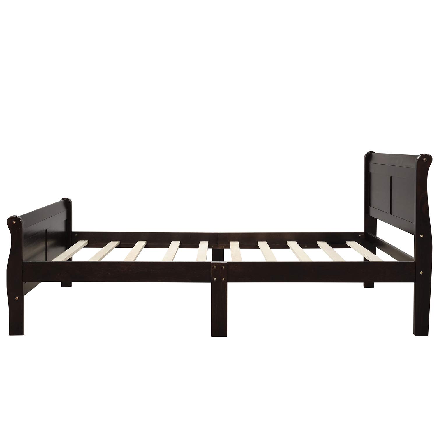 Harper & Bright Designs Twin Bed Frame with 4 Drawers,Wood Twin Bed with Storage, Twin Size Platform Bed with Streamlined Headboard & Footboard for Kids Girls Boys(Twin,Espresso)
