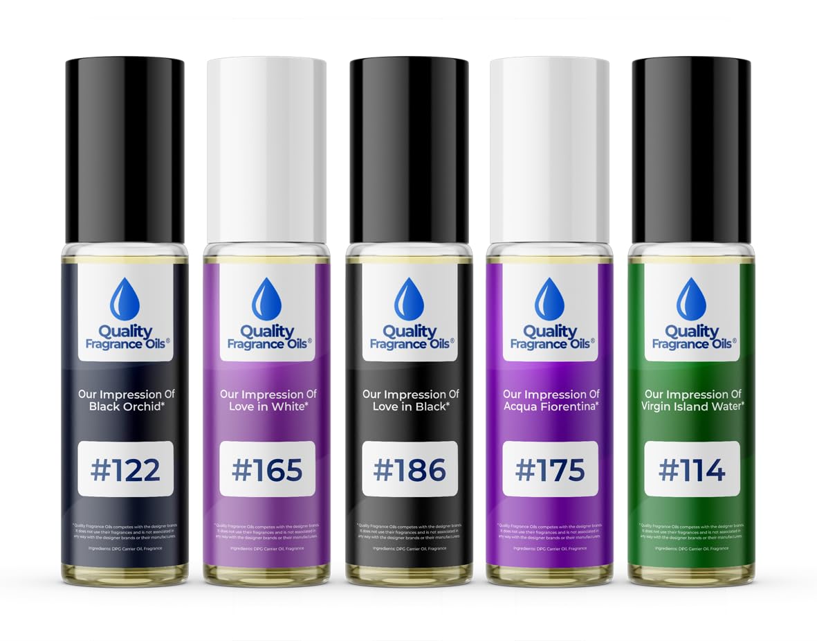 Women's Top 5 Niche Perfume Oil Impressions (Generic Versions of Niche Designer Fragrance) Sampler Gift Set of 5 10.35ml Roll-ons