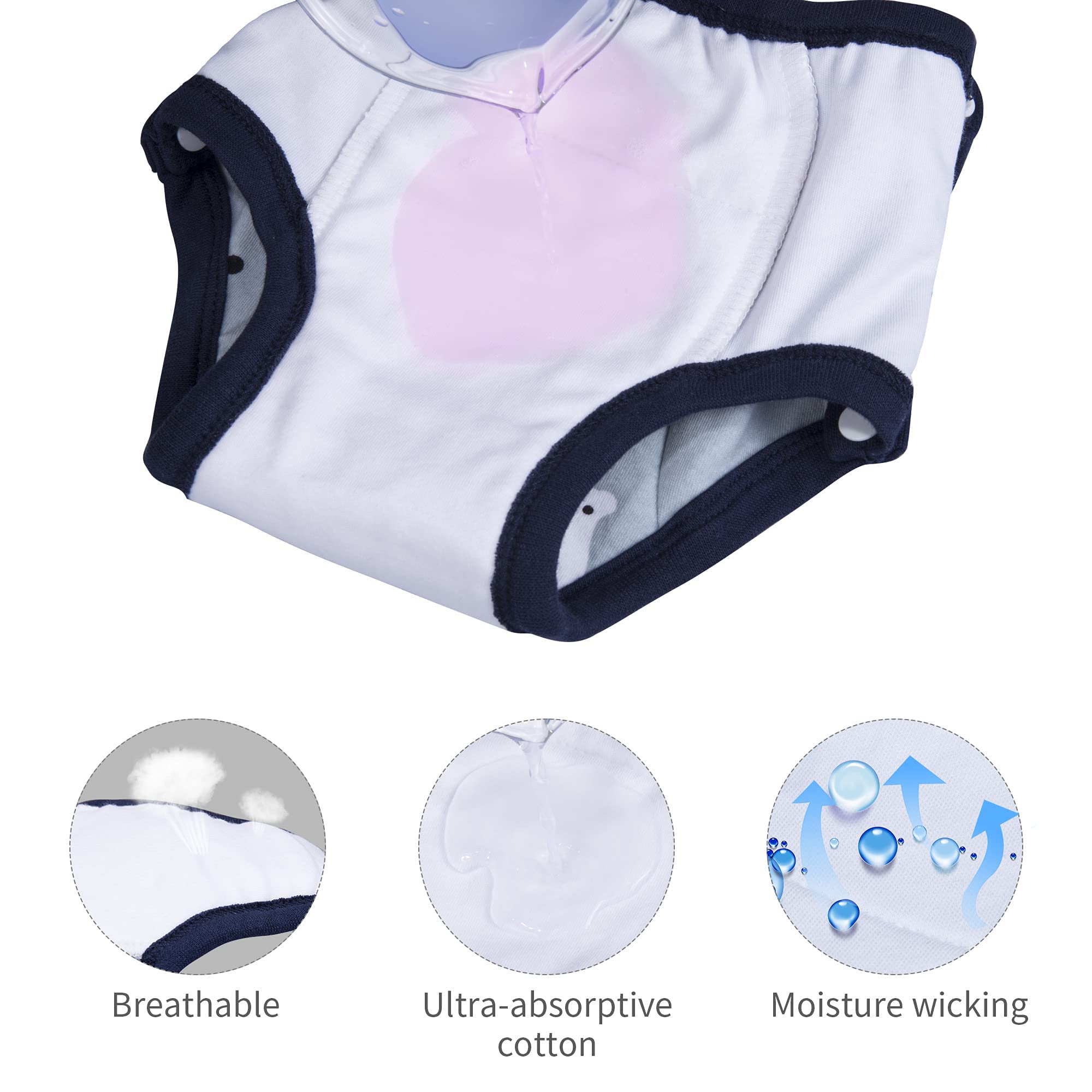 BIG ELEPHANT Toddler Side Button Training Underpants - Snaps on Potty Trained Pants for Boys and Girls 6 Pack, 2T