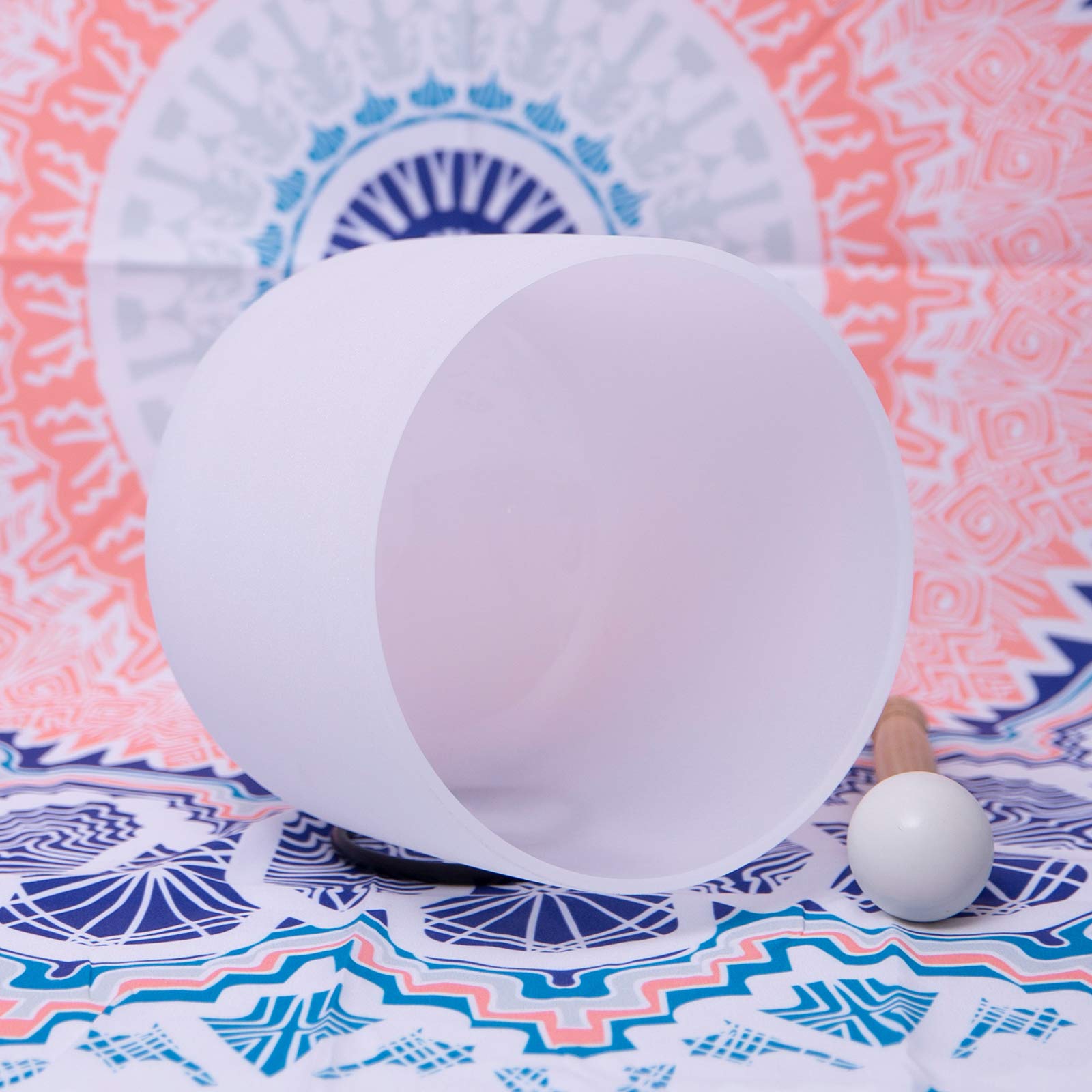 ENERGYSOUND 432Hz Perfect Pitch F Note Heart Chakra Frosted Quartz Crystal Singing Bowl 7 inch mallet and o-ring included